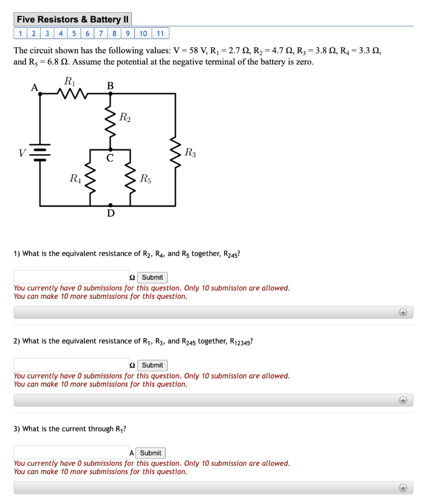 Solved The circuit shown has the following values: V=58 | Chegg.com