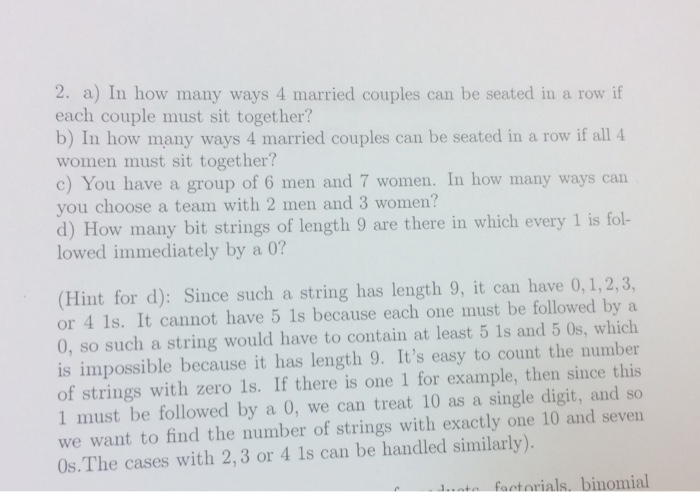 Solved a) In how many ways 4 married couples can be seated | Chegg.com