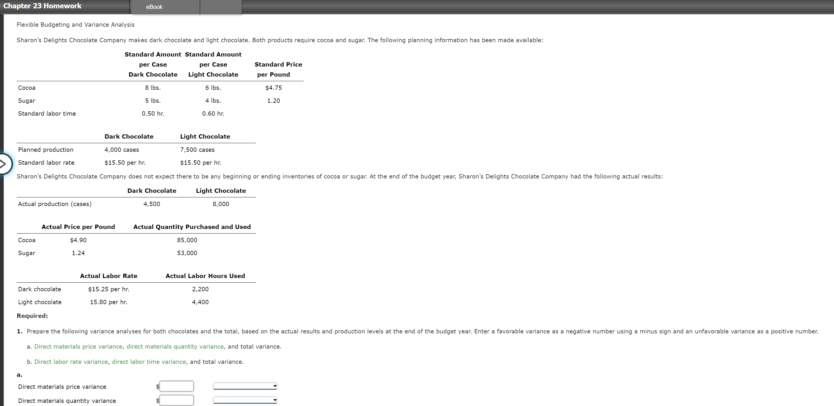 Solved Flexible Budgeting and Variance Analysis Sharon's | Chegg.com