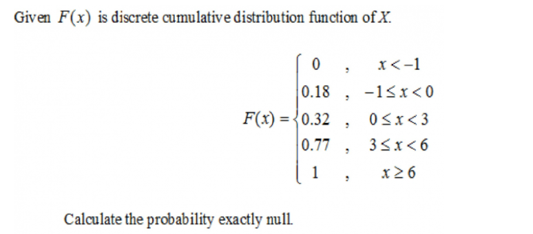 Solved Given F(x) is discrete cumulative distribution | Chegg.com