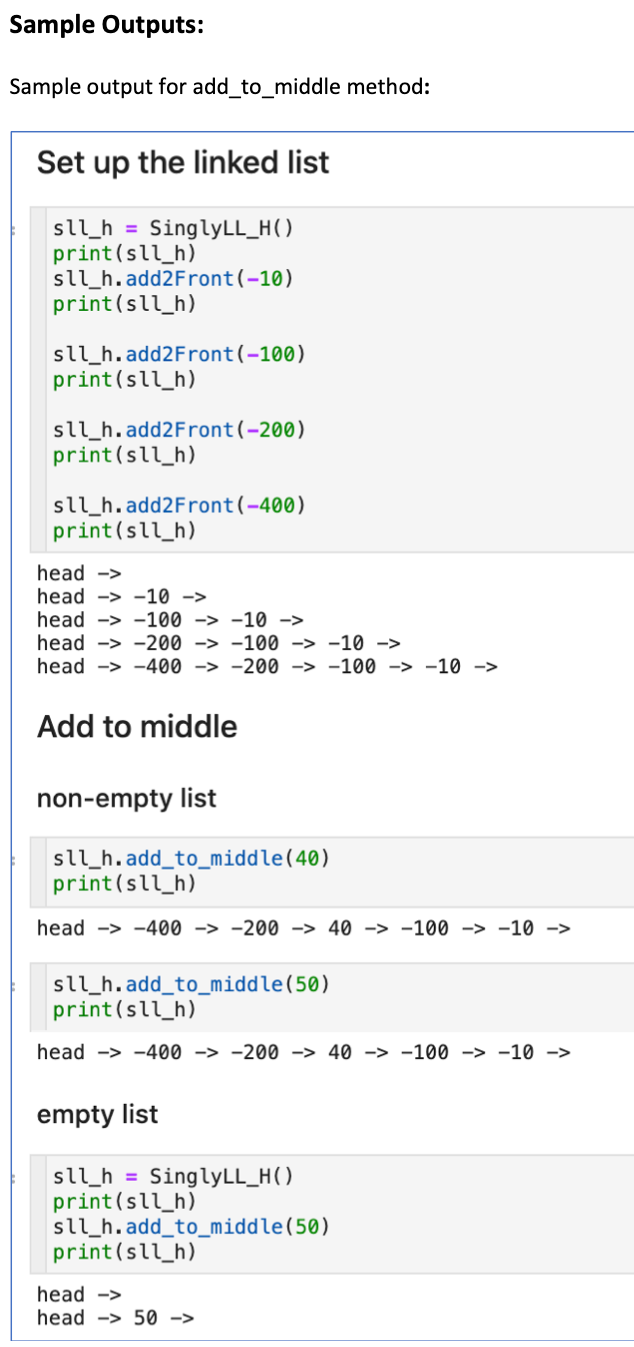 Solved In Python Problem Descriptions: Write a Singly-Linked | Chegg.com