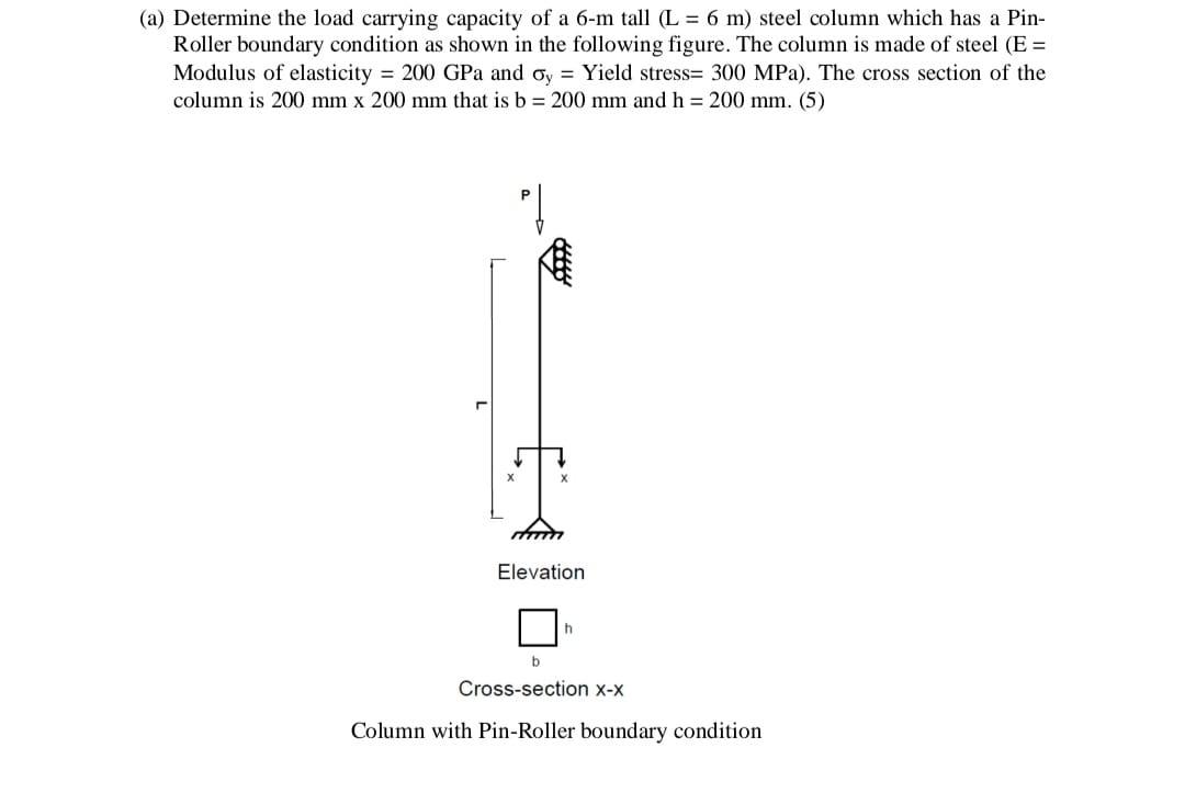 Solved (a) Determine the load carrying capacity of a 6-m | Chegg.com