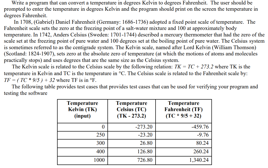 Solved Write a program that can convert a temperature in | Chegg.com