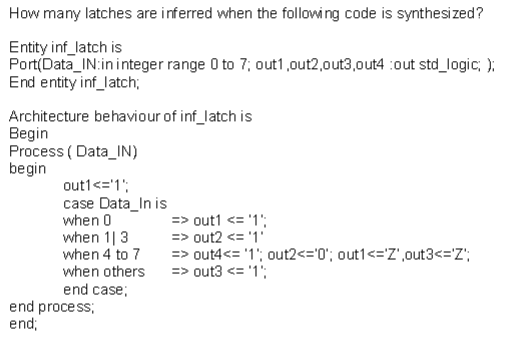 Solved How many latches are inferred when the following code | Chegg.com