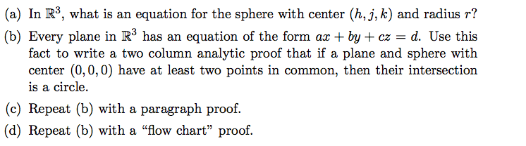 Solved (a) In R3, what is an equation for the sphere with | Chegg.com