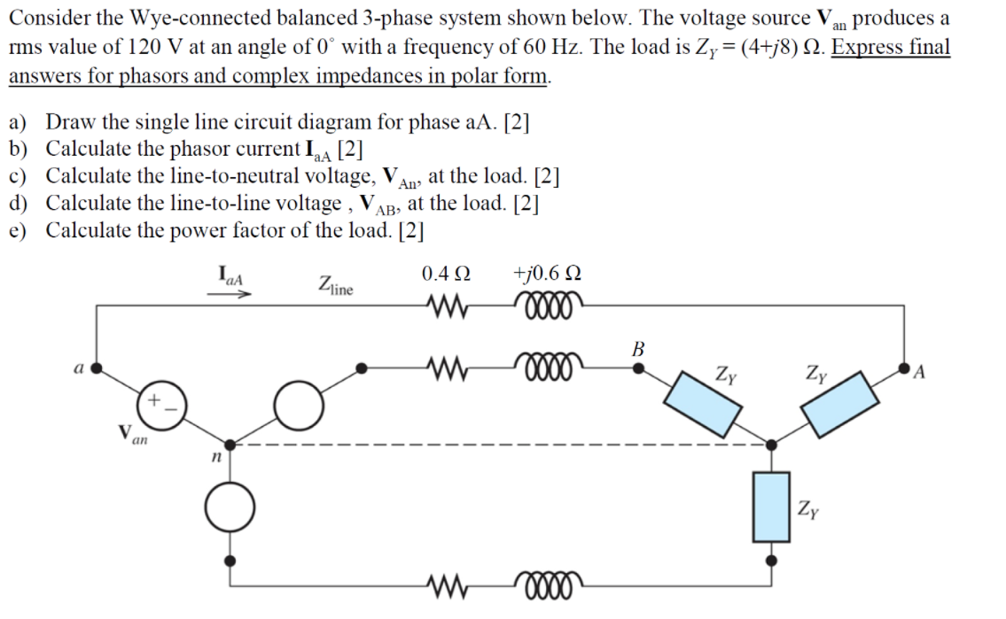 Solved Consider the Wye-connected balanced 3-phase system | Chegg.com