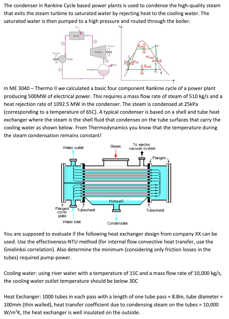 Solved The condenser in Rankine Cycle based power plants is | Chegg.com