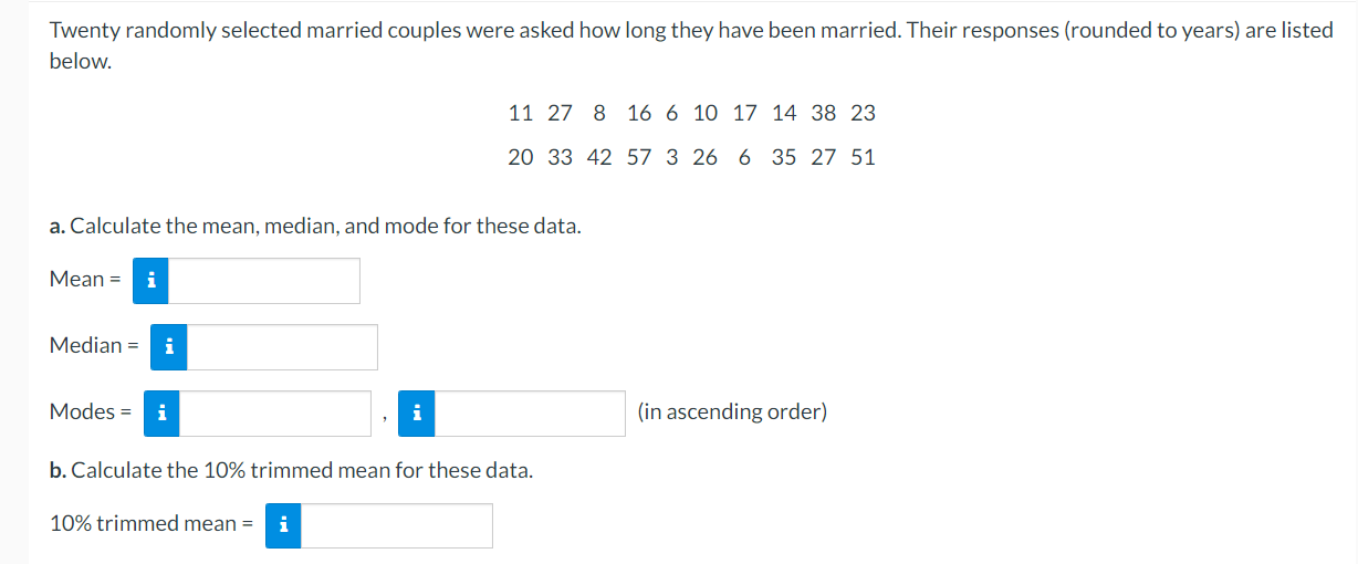 Solved Twenty randomly selected married couples were asked | Chegg.com