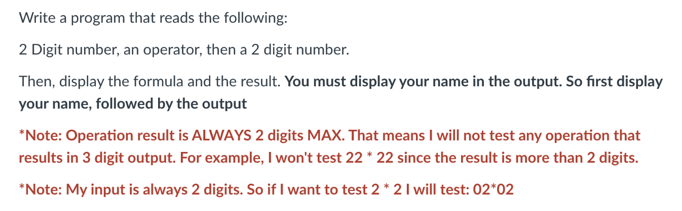 Solved Write a program that reads the following: 2 Digit | Chegg.com