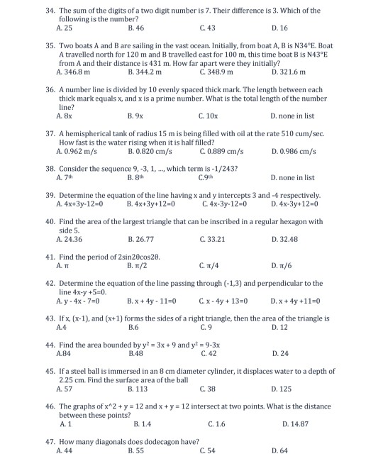 Solved 34. The sum of the digits of a two digit number is 7. | Chegg.com