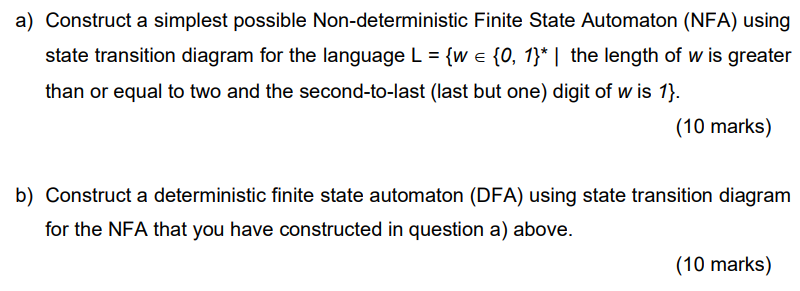 Solved a) Construct a simplest possible Non-deterministic | Chegg.com