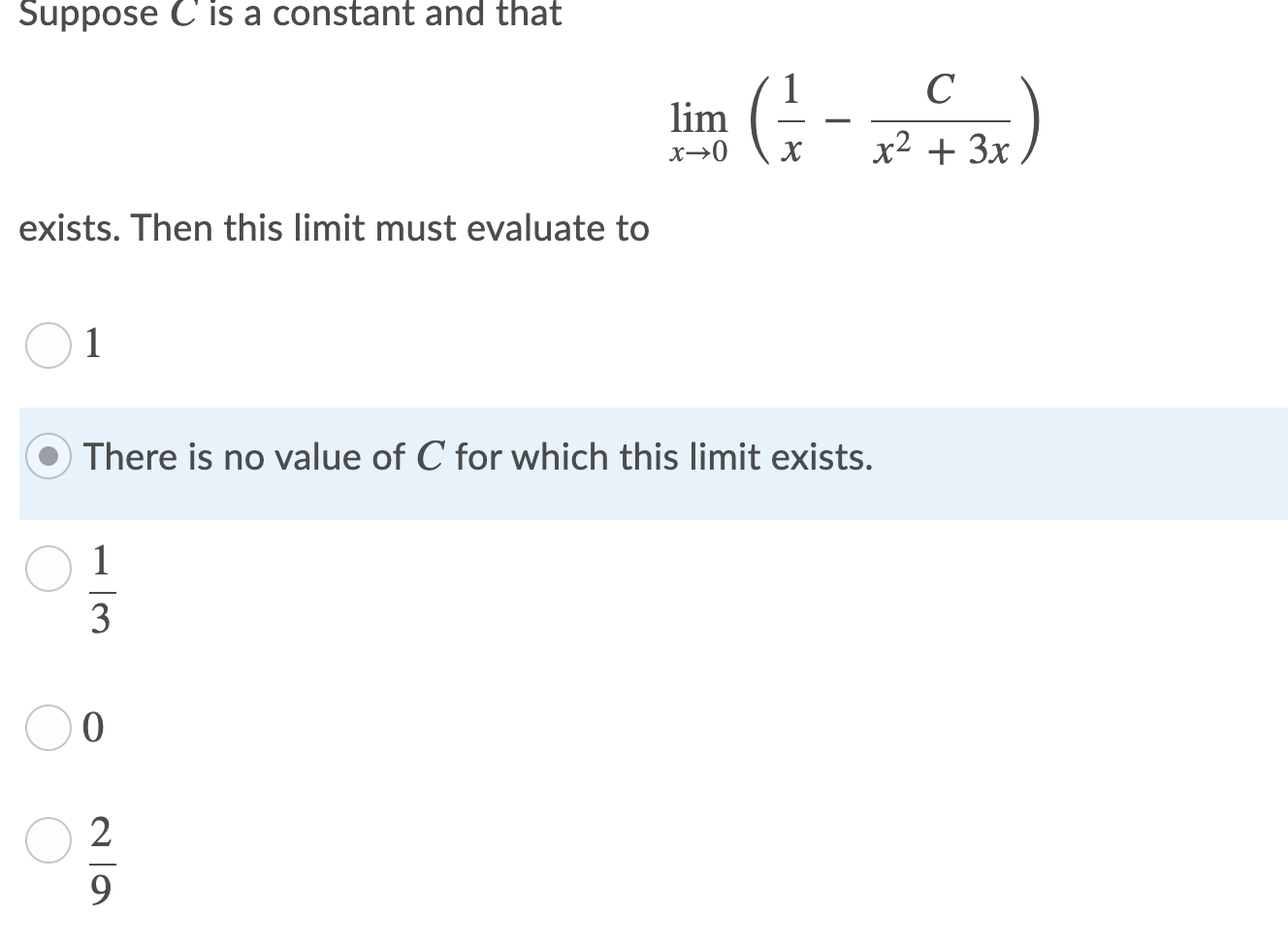 Solved Suppose C is a constant and that lim x0 x2 + 3x | Chegg.com