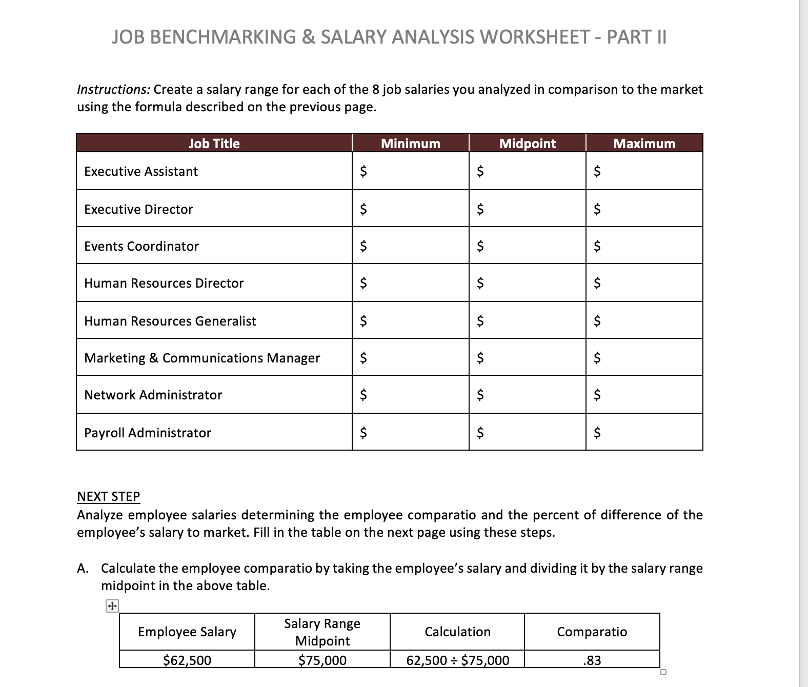 Solved B. Then input the employee's salary differential | Chegg.com