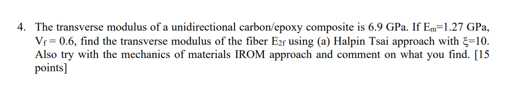 Solved 4. The transverse modulus of a unidirectional | Chegg.com