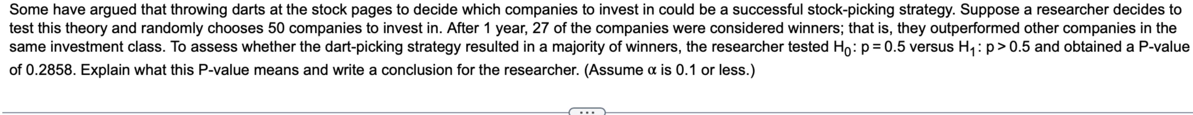 Solved Some have argued that throwing darts at the stock | Chegg.com