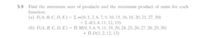 Solved Find the minimum sum of products and the minimum | Chegg.com