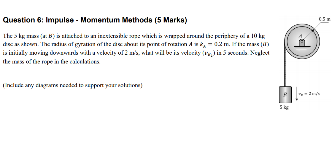 Solved Question 6: Impulse - Momentum Methods (5 Marks) 0.5 | Chegg.com