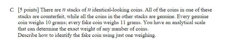 Solved C. [5 points] There are n stacks of n | Chegg.com