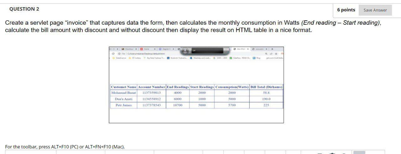Solved Create a servlet page "invoice" that captures data | Chegg.com