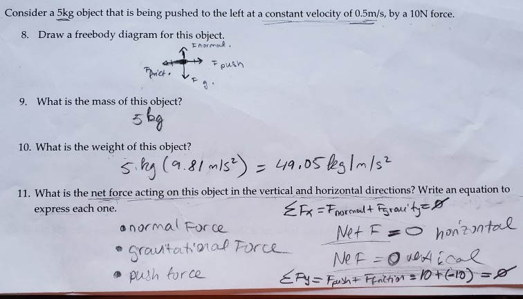 Solved Consider a 5kg object that is being pushed to the | Chegg.com