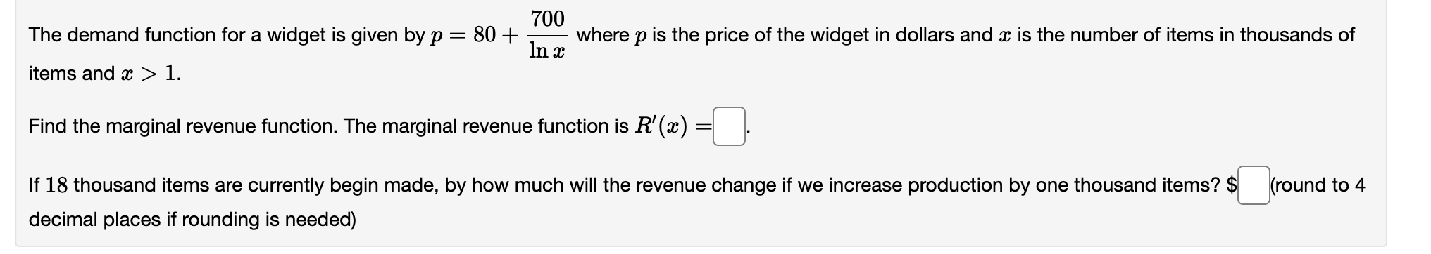 Solved The demand function for a widget is given by | Chegg.com