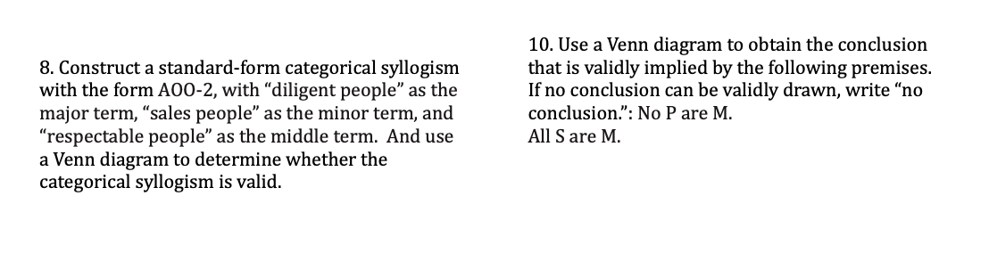 8. Construct a standard-form categorical syllogism | Chegg.com