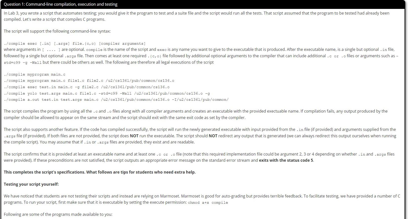 Solved compiled. Let's write a script that compiles C | Chegg.com
