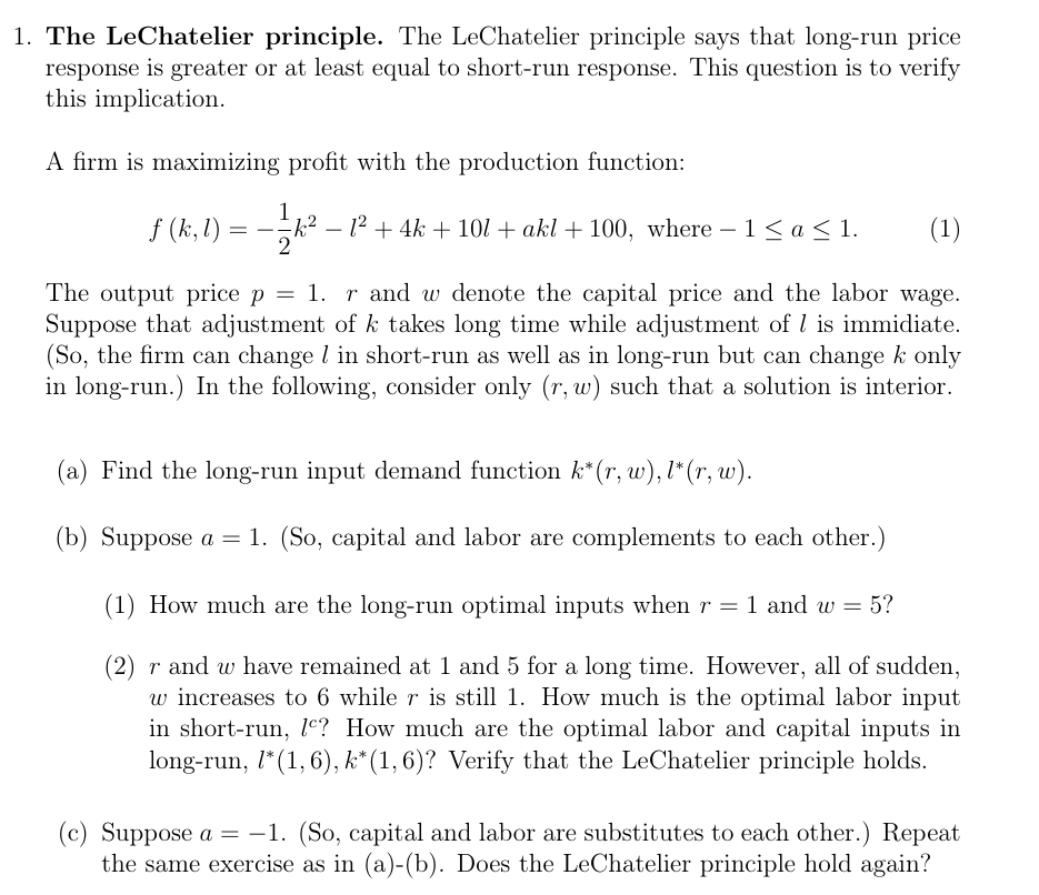 Solved The LeChatelier principle. The LeChatelier principle | Chegg.com