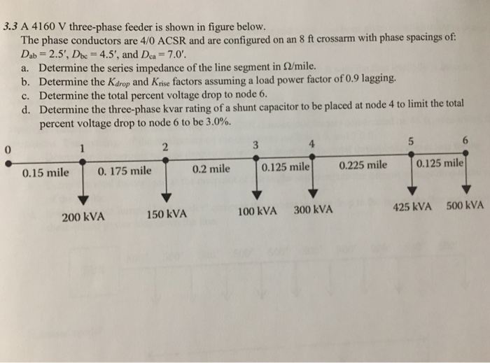 3.3 A 4160 V three-phase feeder is shown in figure | Chegg.com