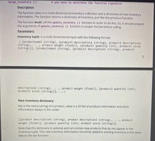 Solved Description: Parameters: 5 prosect alile (arine)l, | Chegg.com