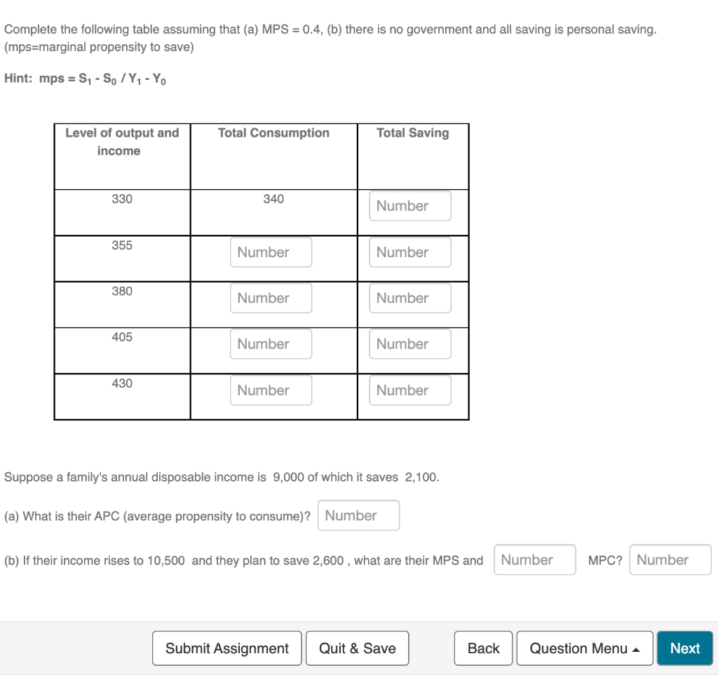 Solved Complete the following table assuming that (a) MPS | Chegg.com