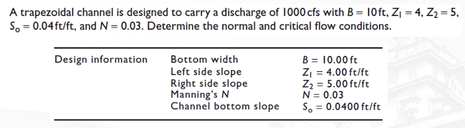 Solved A trapezoidal channel is designed to carry a | Chegg.com