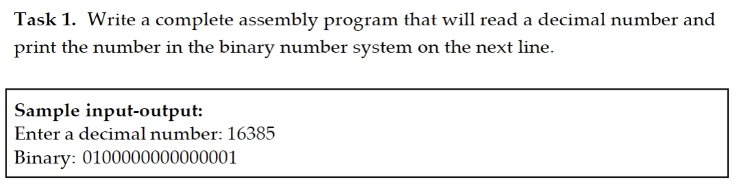 Solved Task 1. Write a complete assembly program that will | Chegg.com