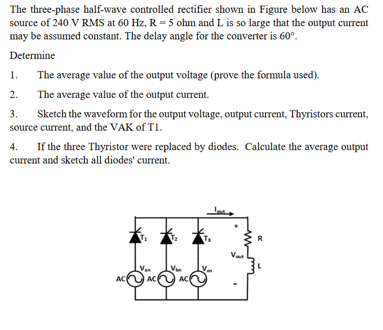 Solved The three-phase half-wave controlled rectifier shown | Chegg.com