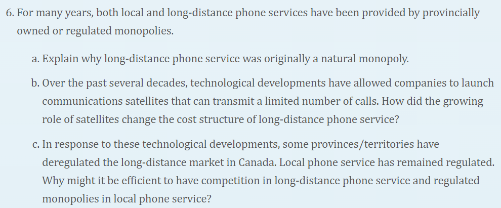 Solved 6. For many years, both local and long-distance phone | Chegg.com