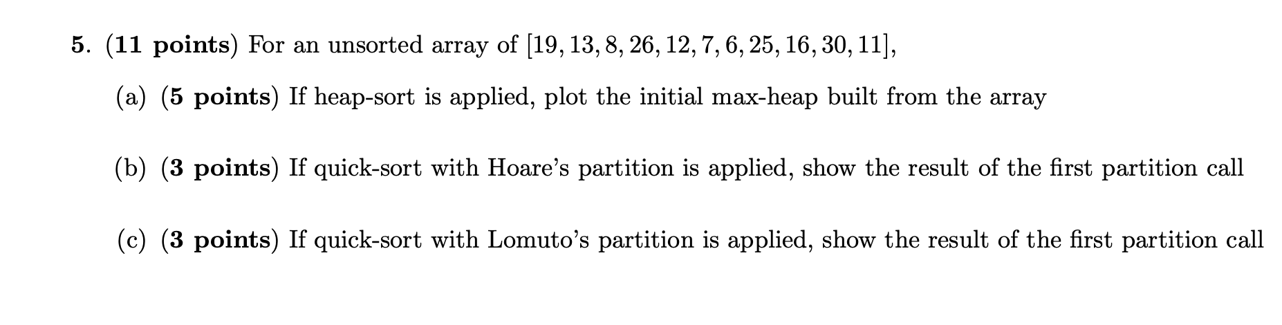 Solved (11 ﻿points) ﻿For an unsorted array of | Chegg.com