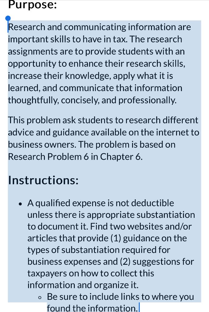 Purpose: Research and communicating information are | Chegg.com