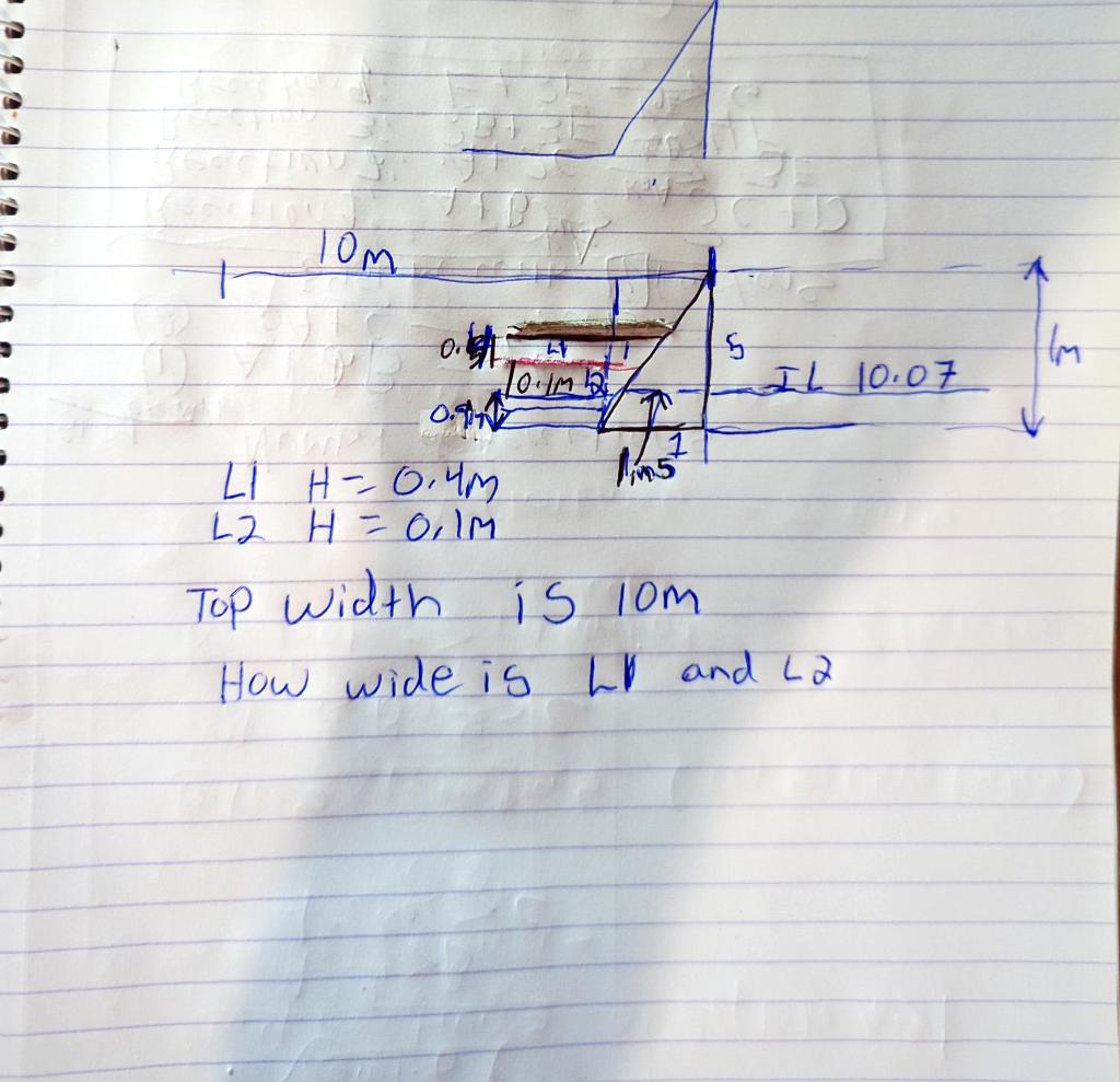 LlH=l L2 H=0,1M Top Width is 10 m How wide is LV and | Chegg.com