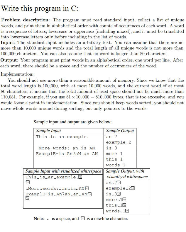 Solved Write this program in C: Problem description: The | Chegg.com