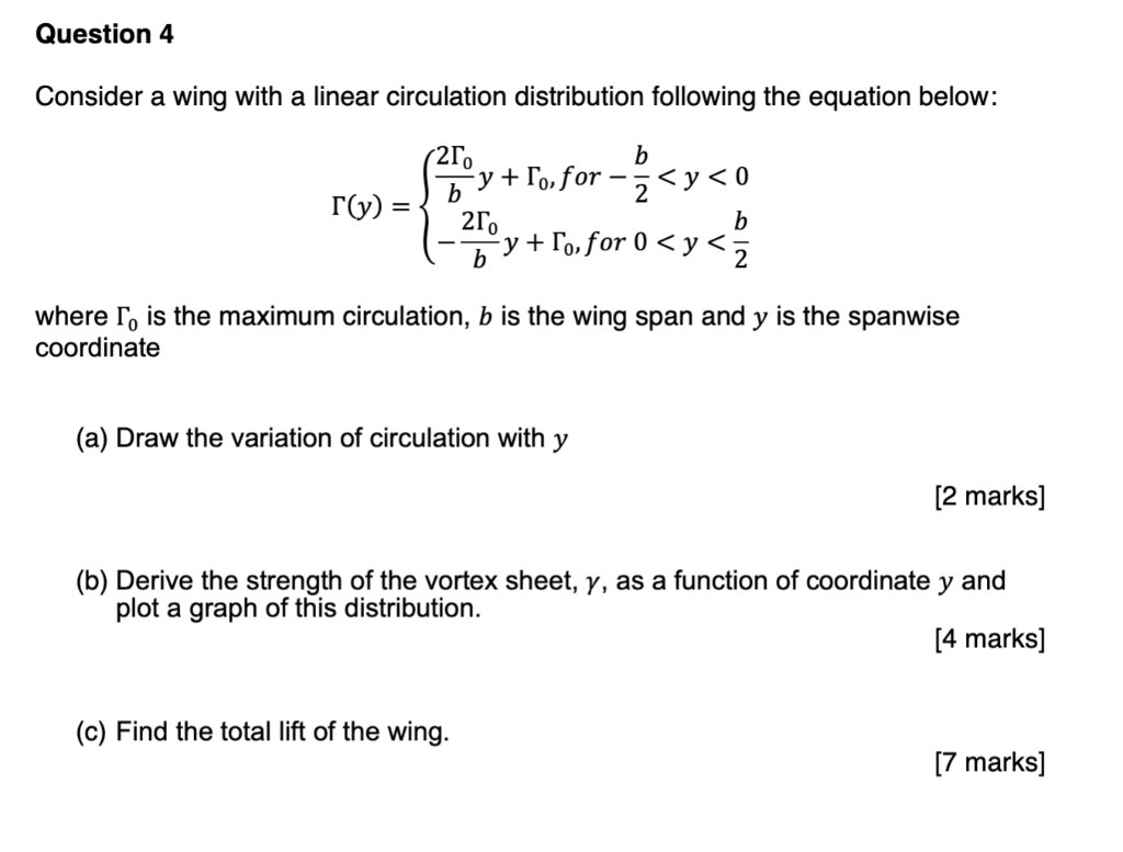 Solved Question 4 Consider a wing with a linear circulation | Chegg.com