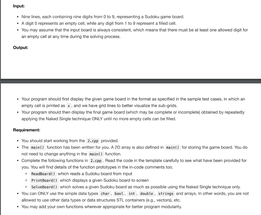 Solved Please help, write in c++ program. solve the Sudoku | Chegg.com
