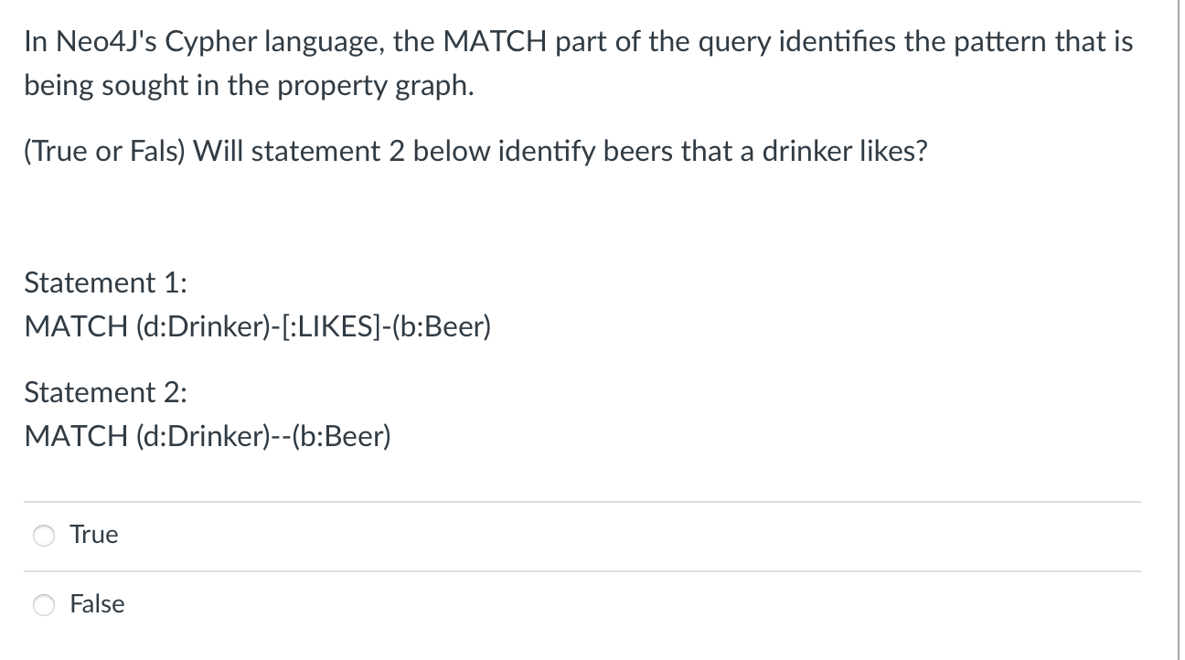 Solved In Neo4J's Cypher language, the MATCH part of the | Chegg.com