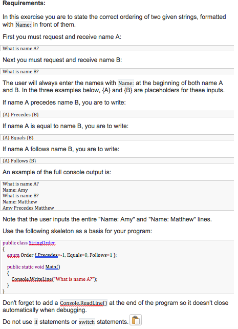 Solved C# QUESTION DO NOT USE IF STATEMENTS OR SWITCH | Chegg.com