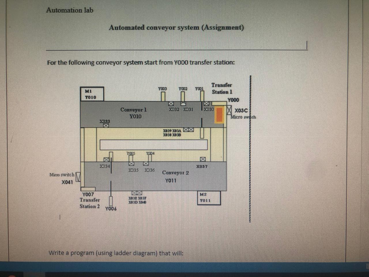 Automation lab Automated conveyor system (Assignment) | Chegg.com