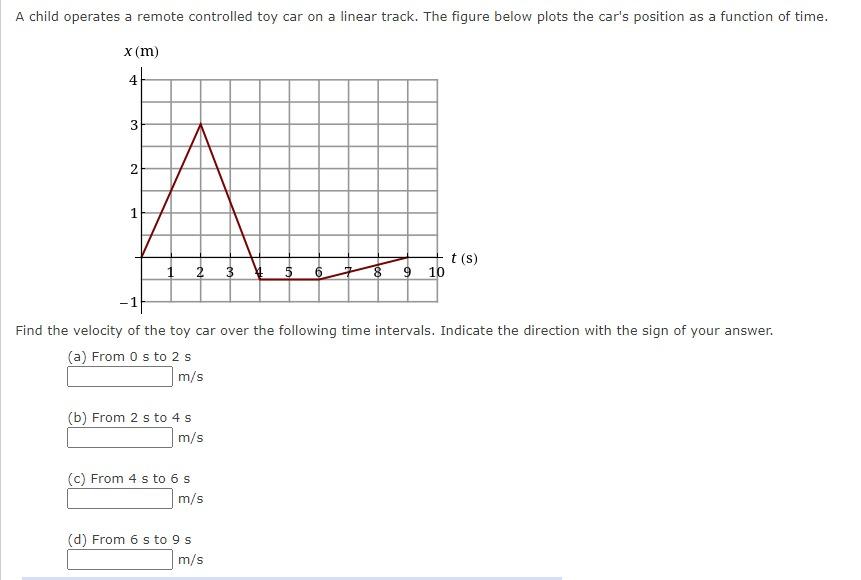 Solved A child operates a remote controlled toy car on a | Chegg.com