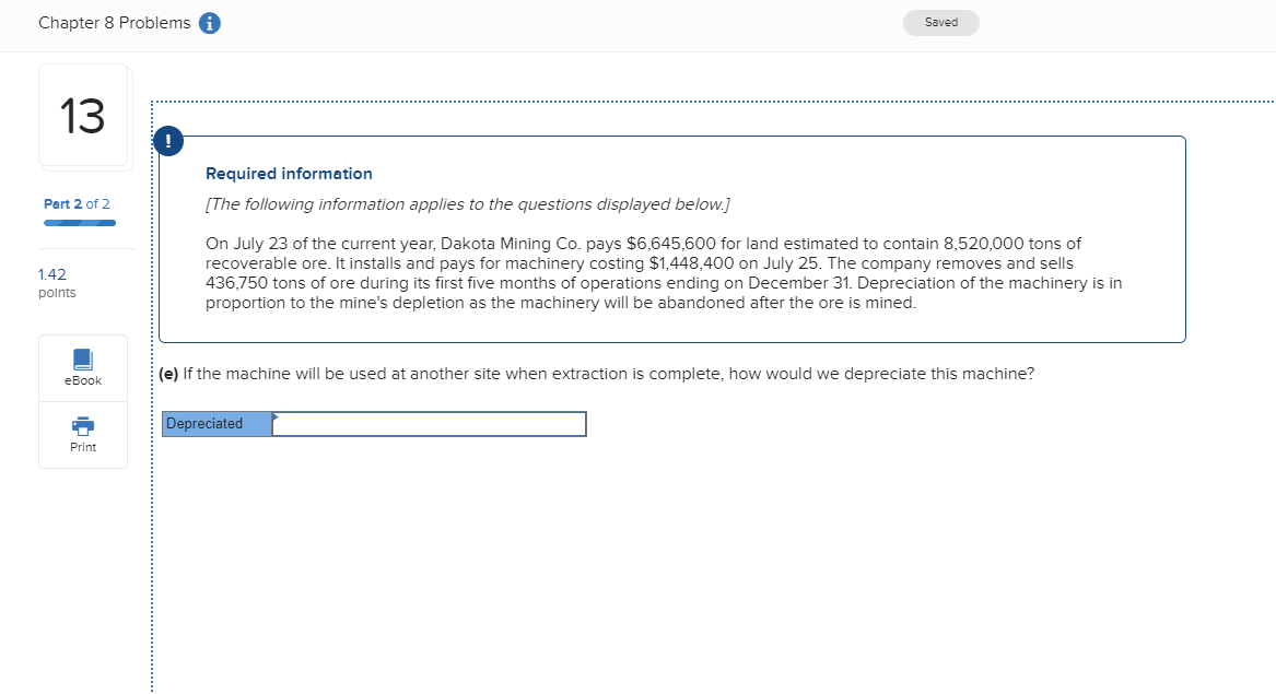 Solved Chapter 8 Problems i Saved 13 Required information | Chegg.com