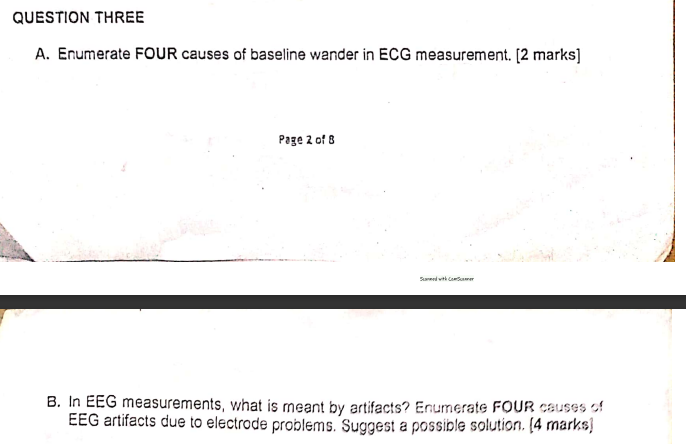 Solved QUESTION THREE A. Enumerate FOUR causes of baseline | Chegg.com
