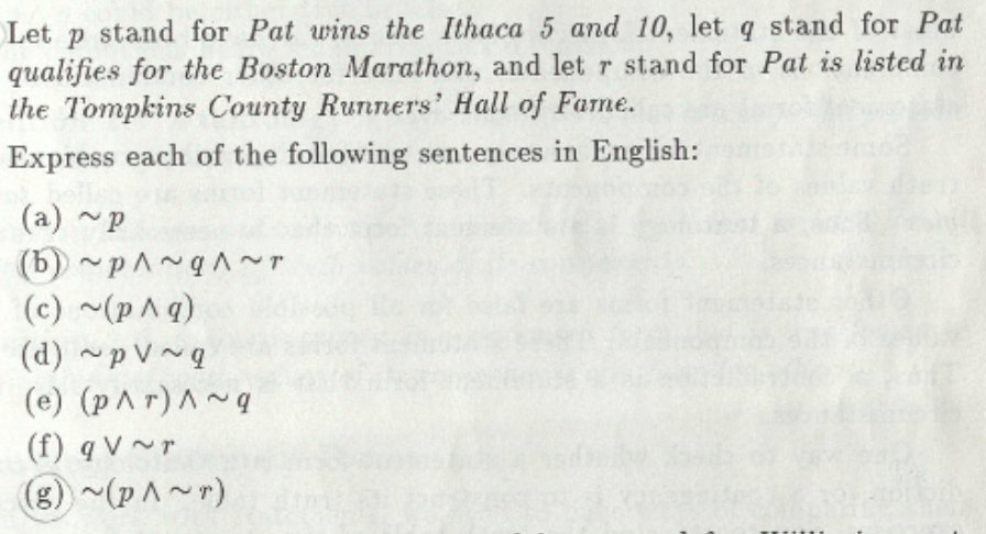 Solved Let p stand for Pat wins the Ithaca 5 and 10 , let q | Chegg.com