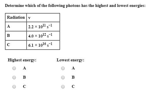 Solved Determine which of the following photons has the | Chegg.com