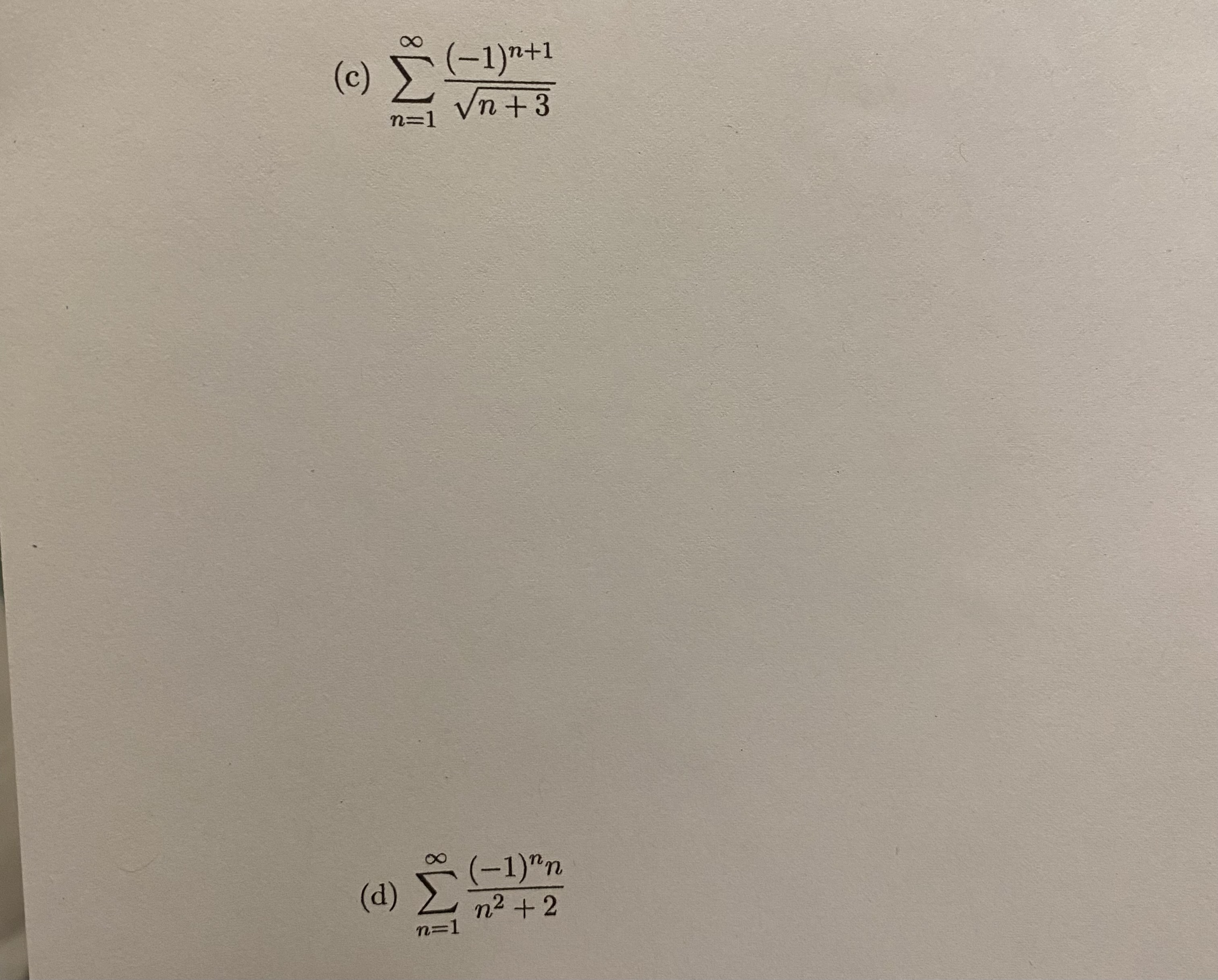 Solved 1. Determine the convergence or divergence of each | Chegg.com